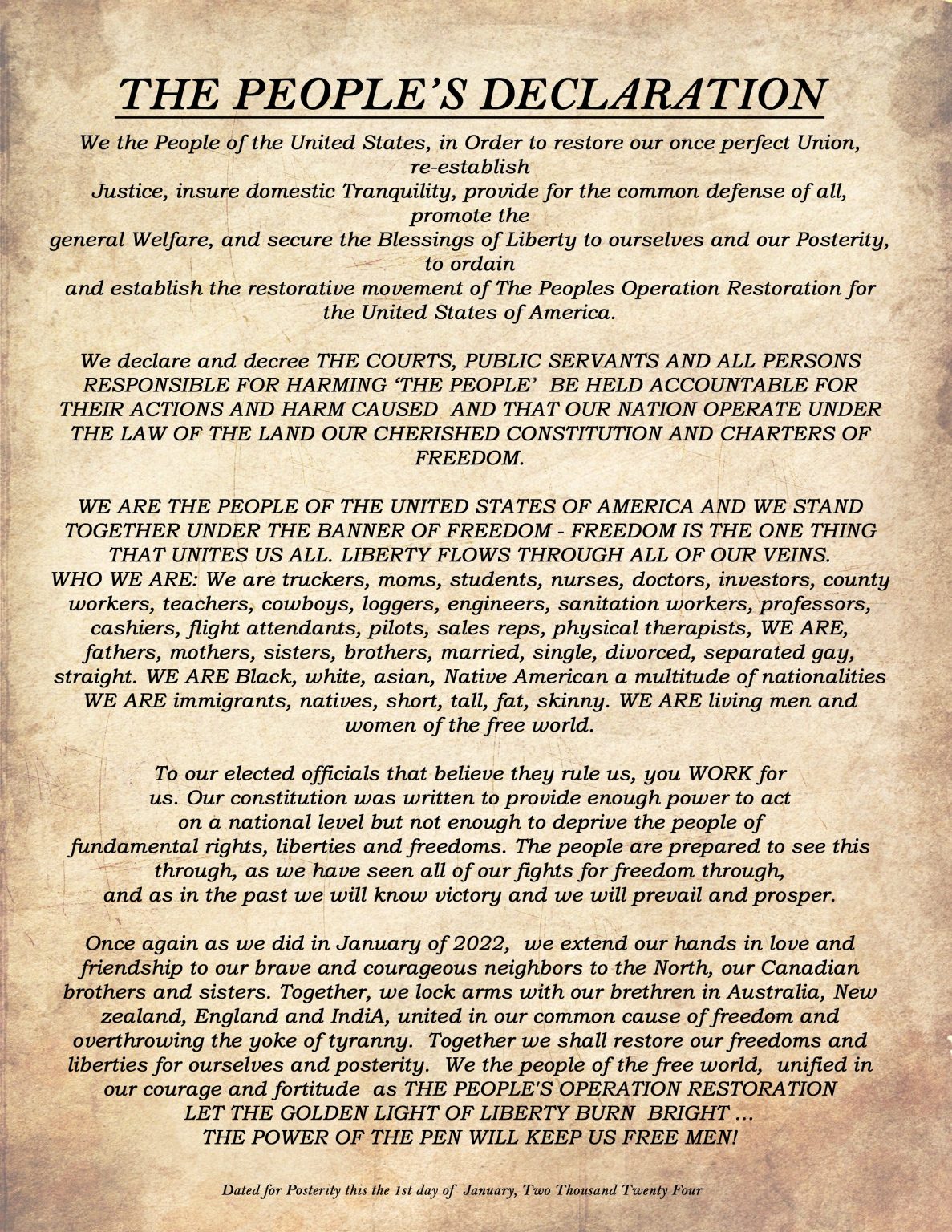 The People’s Declaration – The Peoples Operation Restoration
